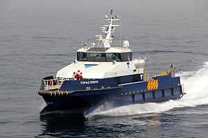 First wave-piercing crew/supply cat launched