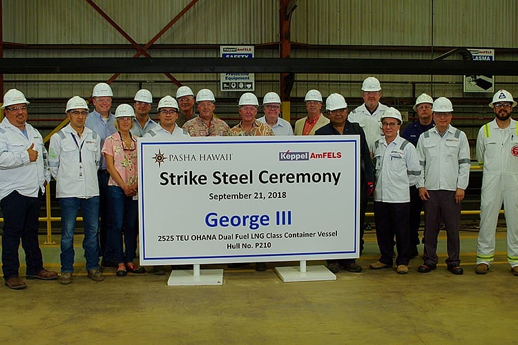 Keppel AmFELS holds steel-cutting ceremony for LNG-fueled containership