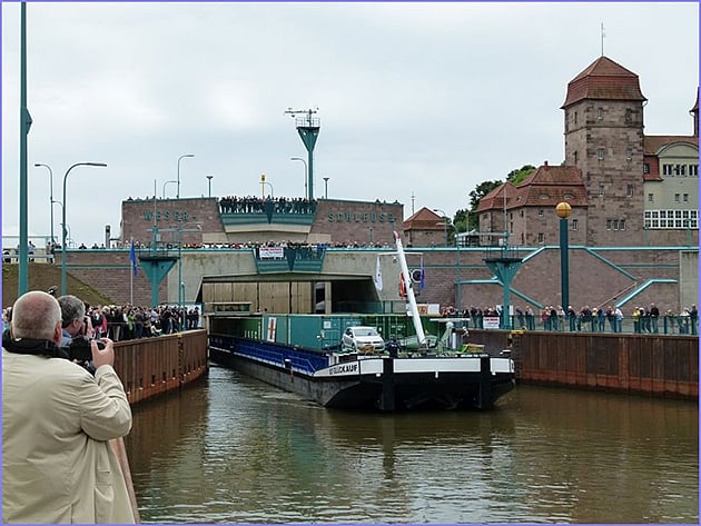 German river lock opens