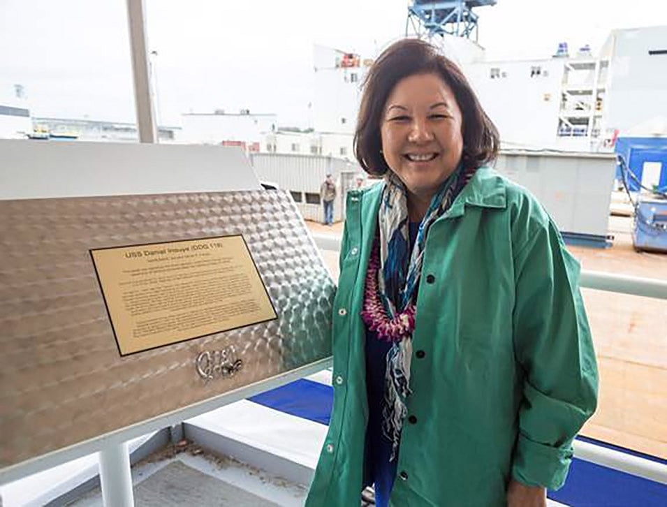 Keel-laying ceremony for future USS Daniel Inouye