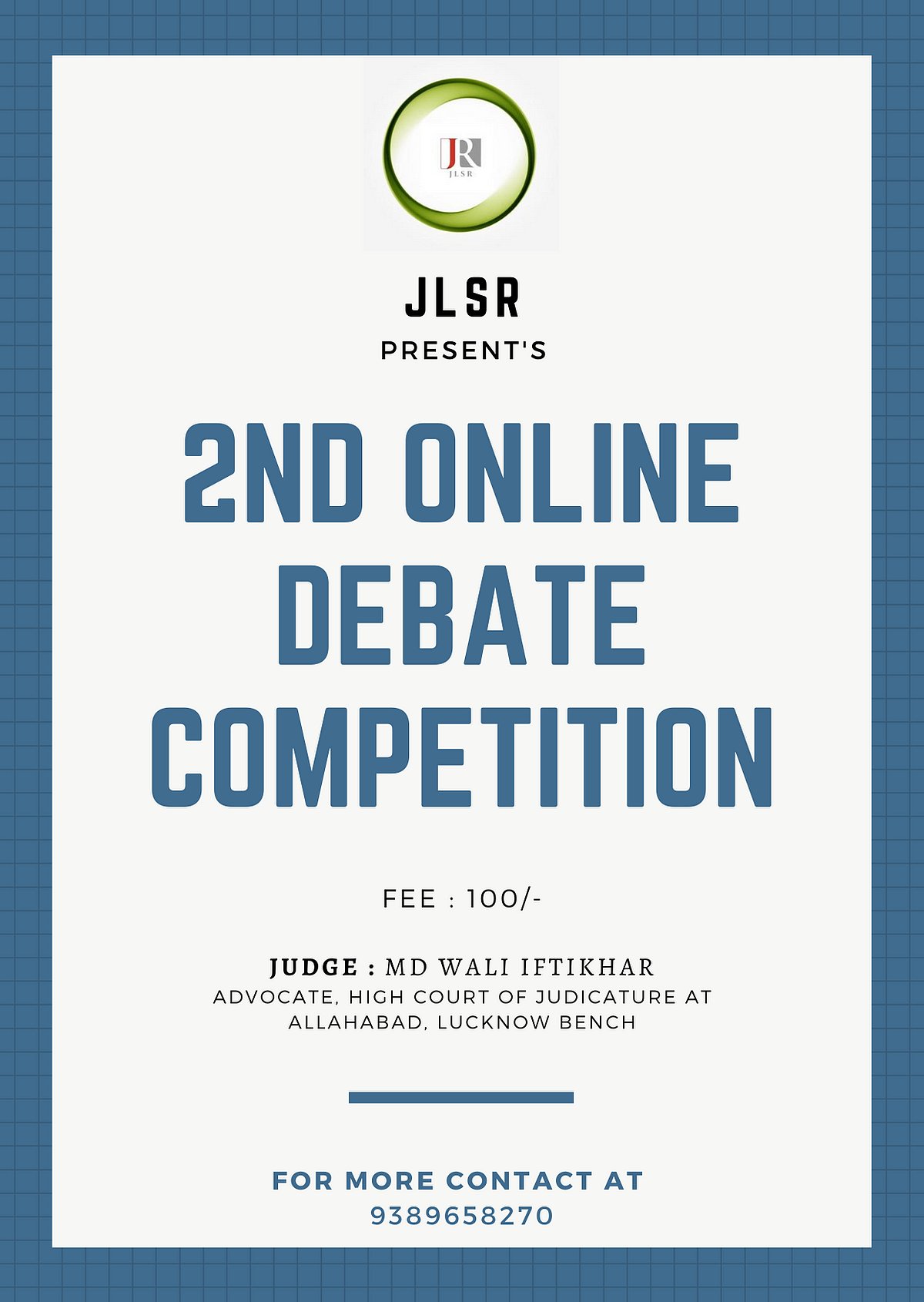 JLSR to hold 2nd Online Debate Competition (Submit by Sept 28)
