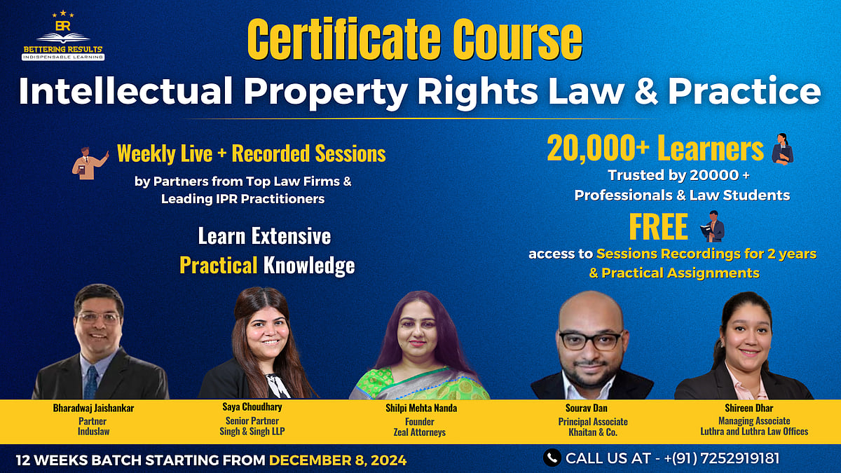 Certificate Course on Intellectual Property Rights Laws and Practice by ...