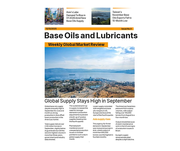 Global Base Oils & Lubricants Weekly Review – 12 Dec 2025