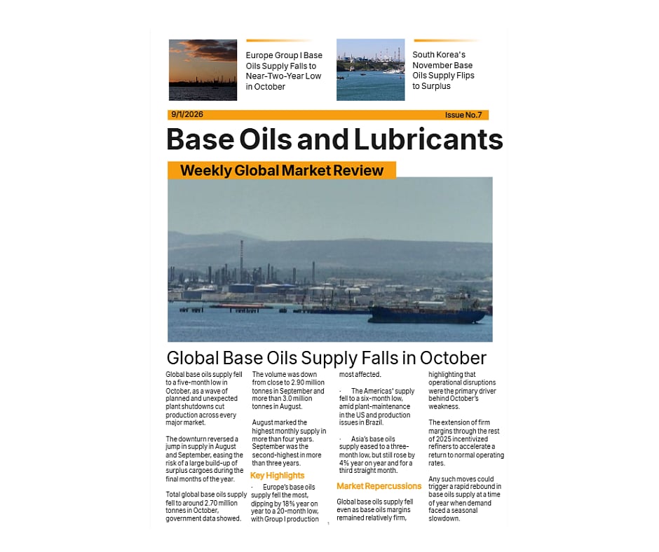 Global Base Oils & Lubricants Weekly Review – 9 Jan 2026