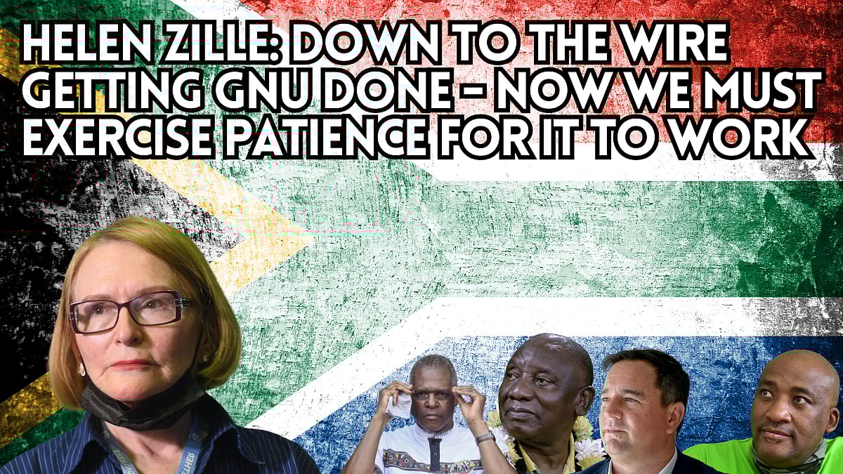 Helen Zille: Down to the wire getting GNU done - now we must exercise ...