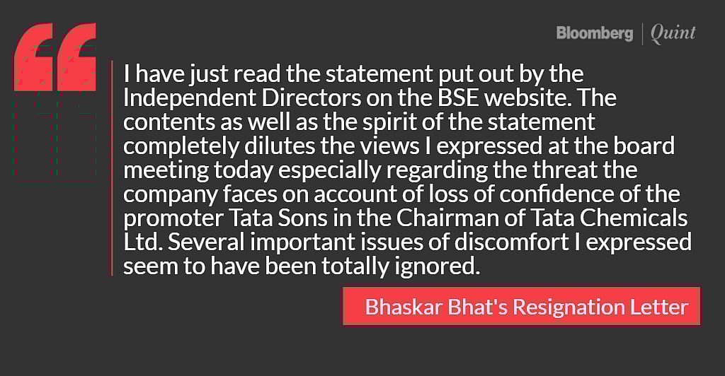 Bhaskar Bhat Resigns As Tata Chemicals Director, Says Board Ignored ...