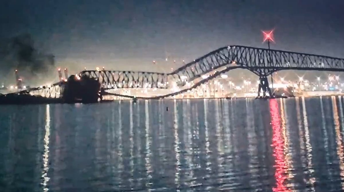 Baltimore Bridge Collapses After Being Hit By Cargo Ship; WATCH Video