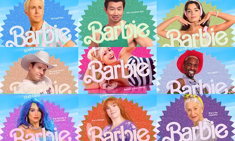 Character posters from Barbie out