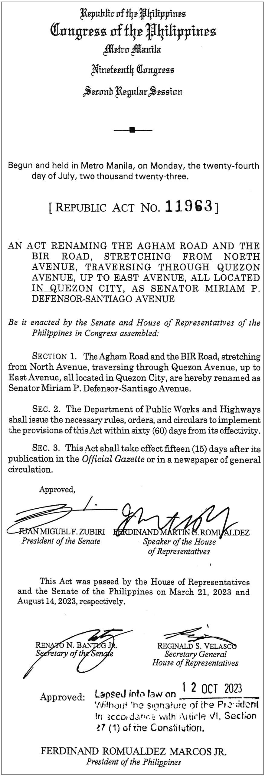 Malacañang — RA 11963