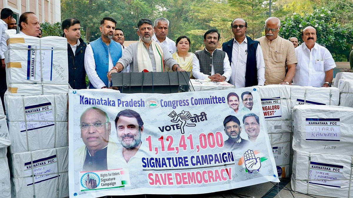 D K Shivakumar submits 1.12 crore signatures to Congress headquarters