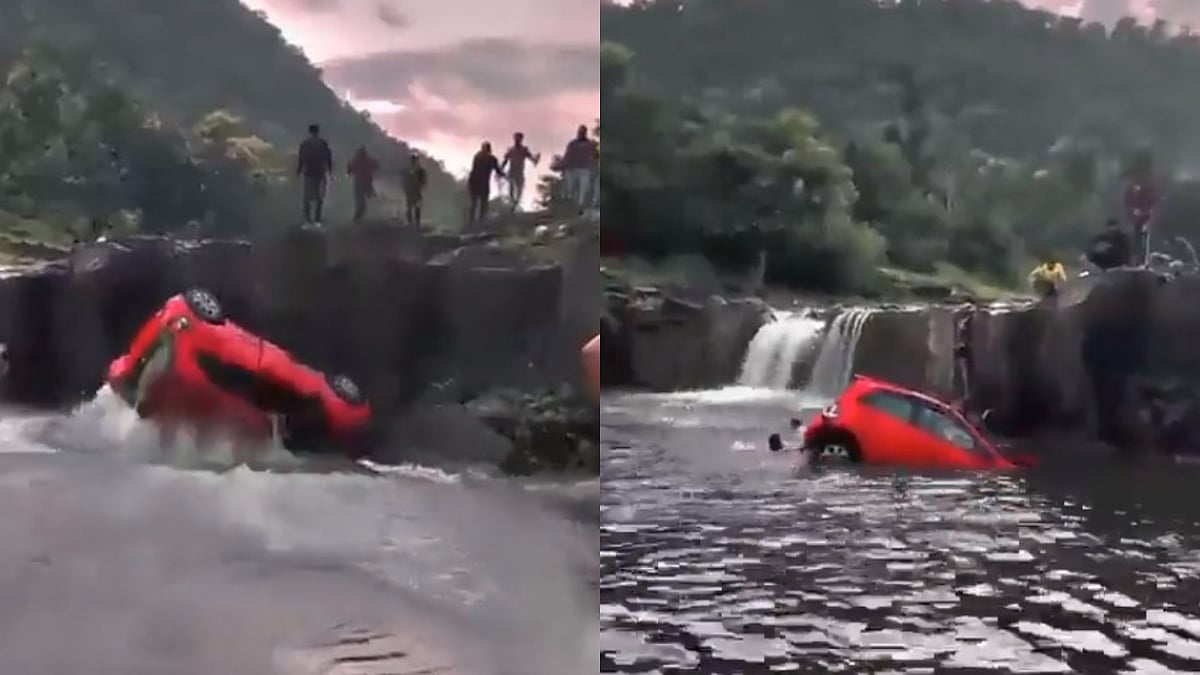Watch: Car falls into waterfall in Indore; father, daughter saved by ...