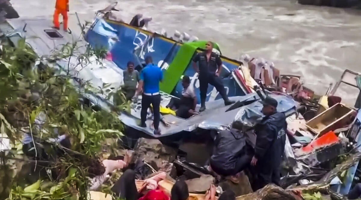 16 killed as bus carrying wedding guests plunges into Indus river in ...