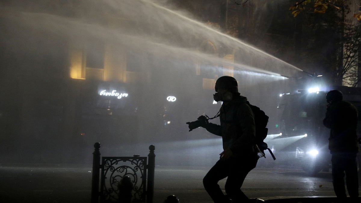 Fireworks light up pro-EU protests in Georgia