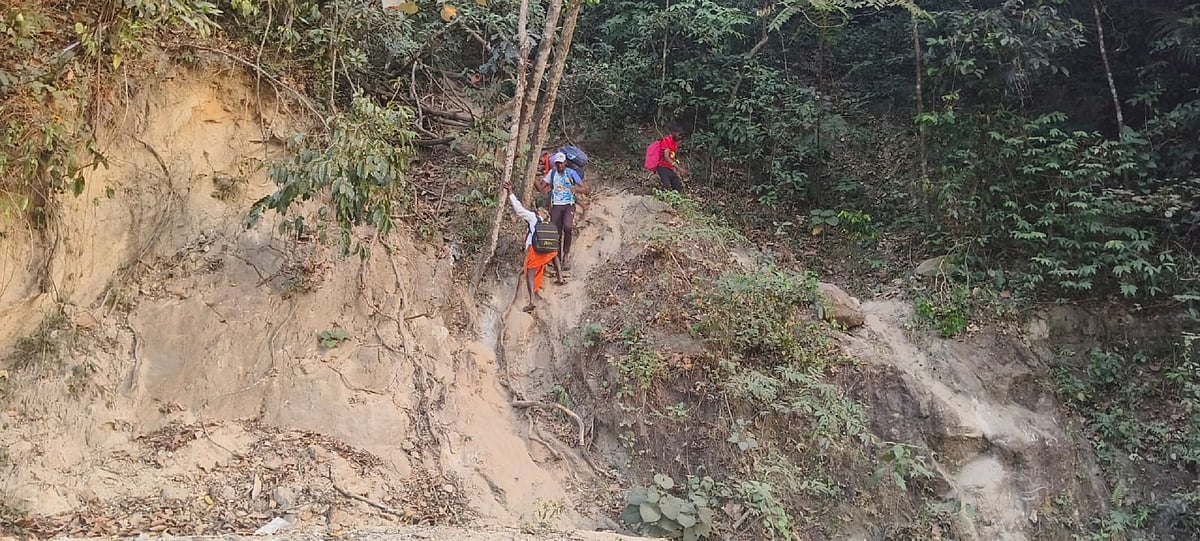 Devotees trek risky forest route to reach Dharmasthala faster