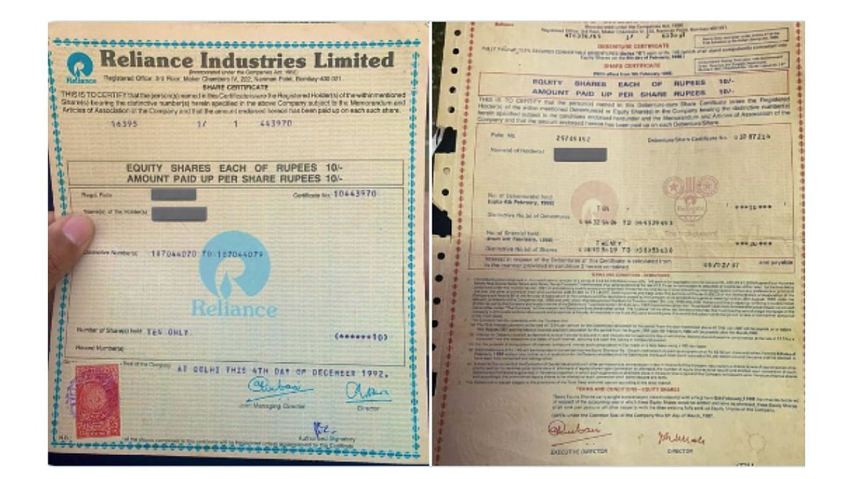 Struck Gold: Chandigarh man finds decades old Reliance shares documents ...