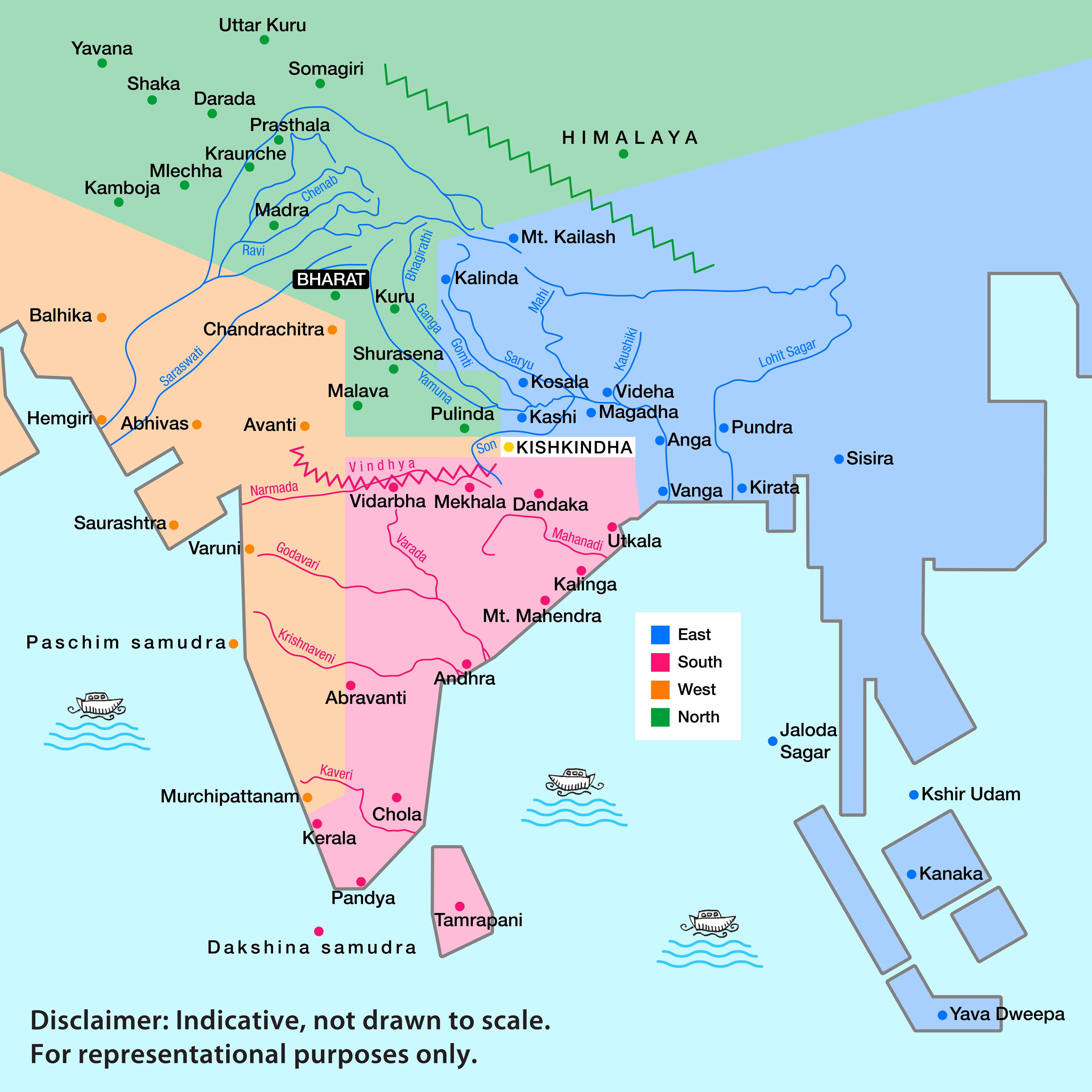 Where is Bharat in Sugriva’s atlas?