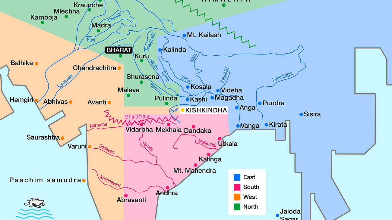 Where is Bharat in Sugriva’s atlas?