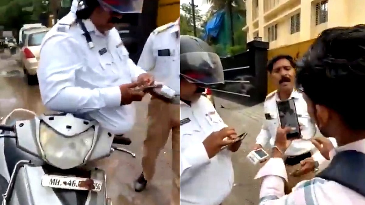 Helmet Dispute: Thane Cop and Rider Fined in Viral Video | Thane Traffic Violation | Thane ...