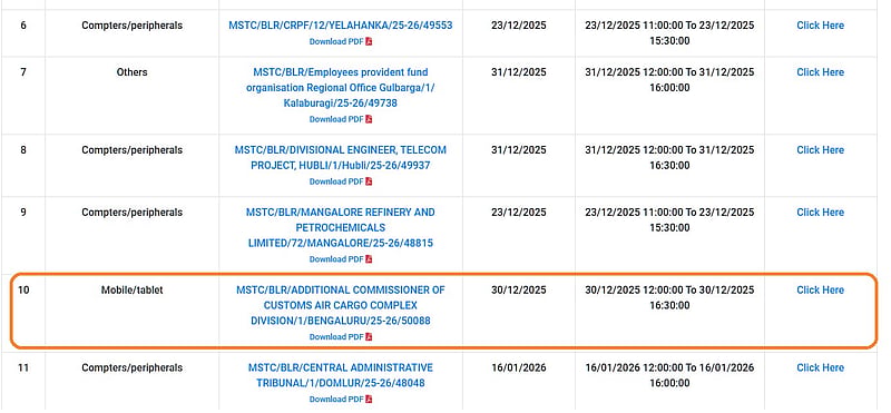 Bengaluru Customs Auction: How to register at MSTC portal to buy Phones ...