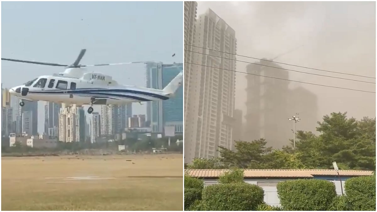 Mumbai dust storm: Shinde chopper returns after bad weather warning alert.