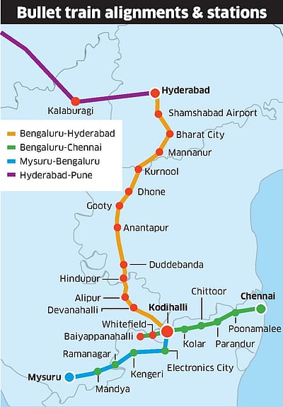 Bullet train: Alignment plans for Bengaluru-Chennai and Hyderabad routes.