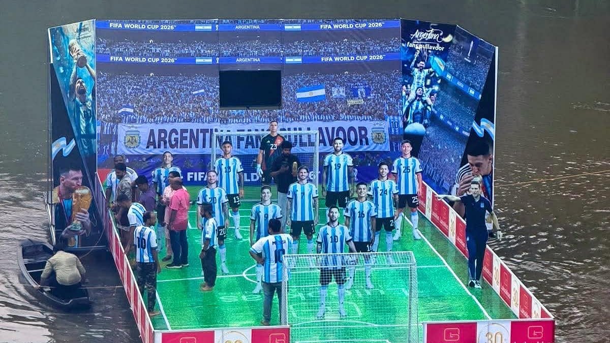 Kerala: Argentina fans set up floating stadium with squad cutouts in river