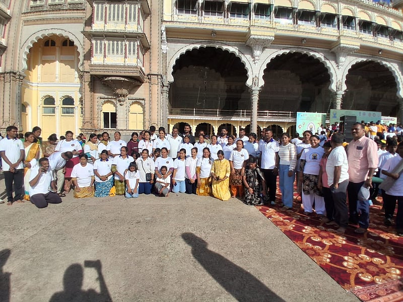 12th International Yoga Day: Over 8K people perform Yoga at Mysuru ...