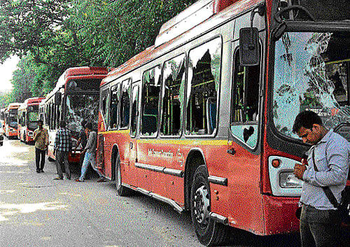 16 buses damaged after mishap