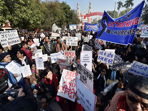 Christians protest against church attack