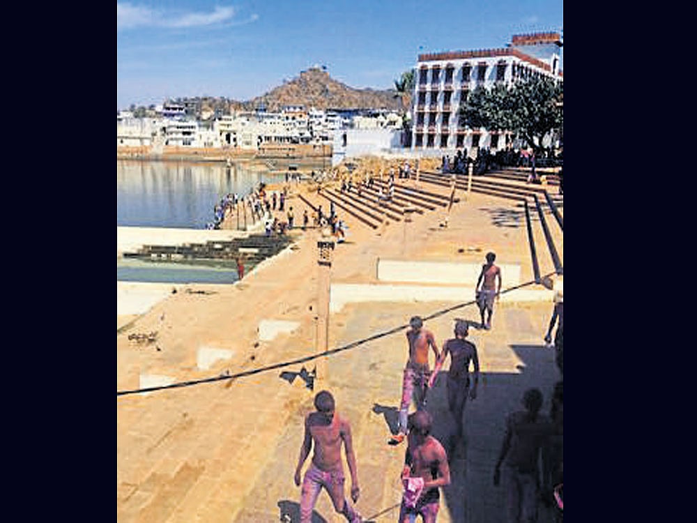 Foreigners in Pushkar rip off each other's shirts to mark Holi