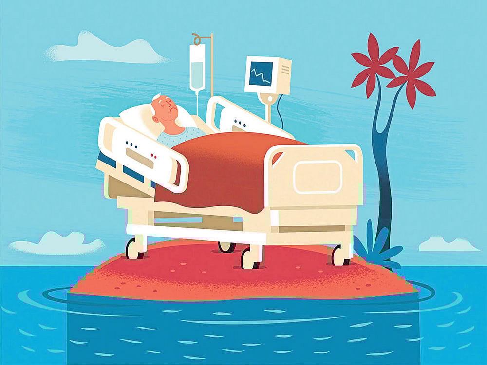 Ailing man carried on cot to cross village; dies in hospital