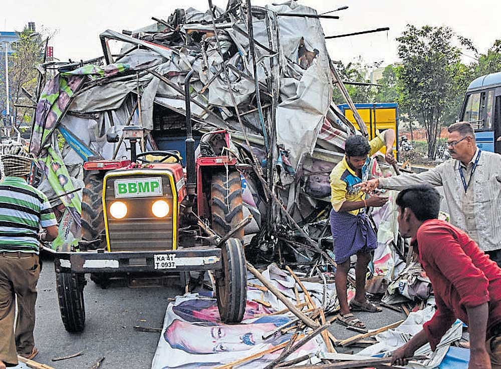 Model code on, BBMP removes banners overnight
