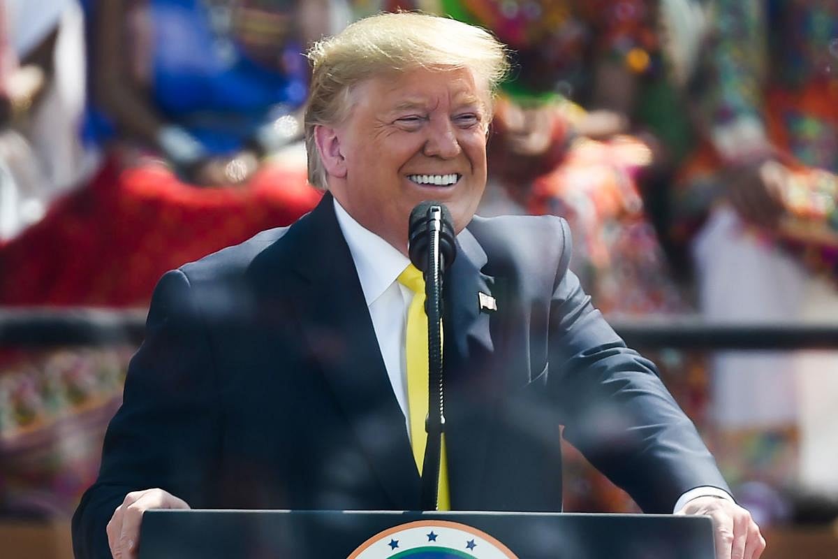 US President Donald Trump accorded traditional welcome at ITC Maurya ...
