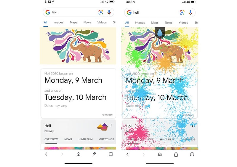 Google's Holi doodle lets user splash colours on screen