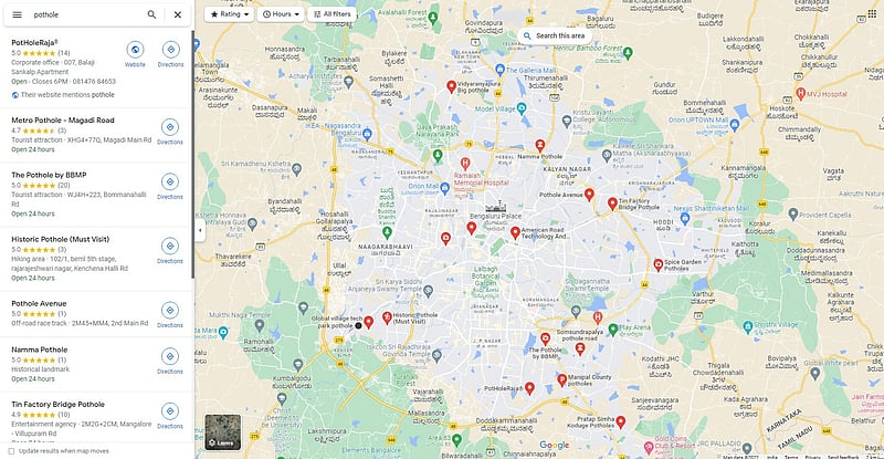 'Historical landmark': Bengaluru pothole gets 5-star rating on Google ...