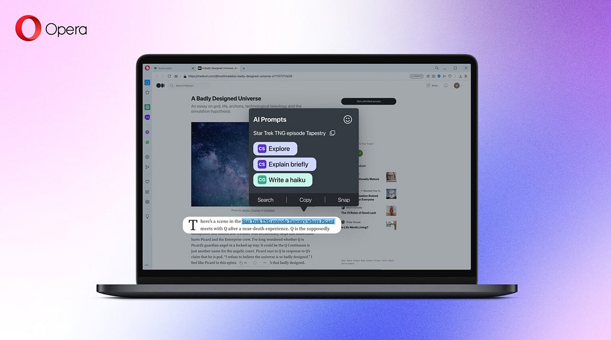 Opera brings AI ChatGPT bot sidebar to browsers