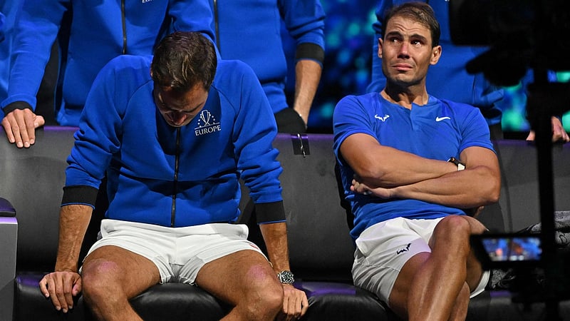 Pics of Rafael Nadal crying at Roger Federer's farewell go viral