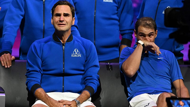Pics of Rafael Nadal crying at Roger Federer's farewell go viral