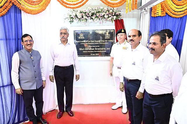 Steel cut for Navy’s first Fleet Support Ship at HSL in Visakhapatnam