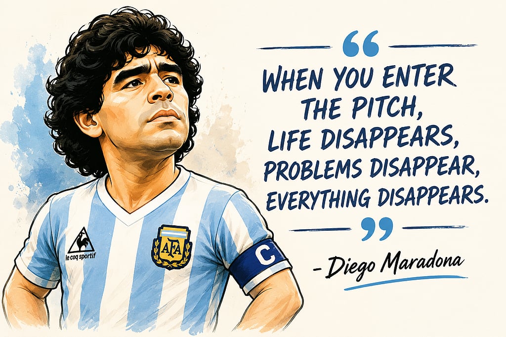 Quote of the day by Maradona: ‘When you enter the pitch, life ...