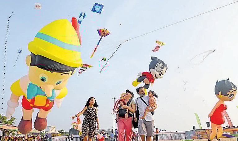 Sky filled with artistic kites at 8th International Kite festival