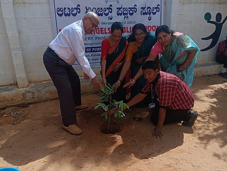 Little Angels Public School conducts sapling plantation drive