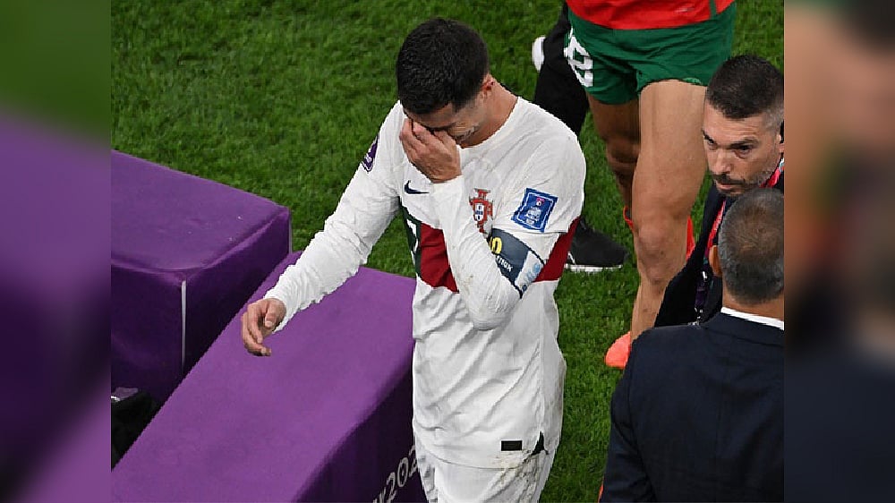 Ronaldo walks down tunnel in tears as Portugal out of World Cup