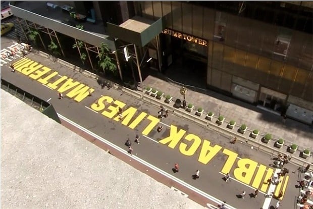 'Black Lives Matter' mural painted in front of NYC Trump Tower