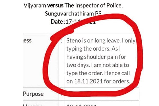 Steno on leave, Judge types orders, posts ‘pain’ online