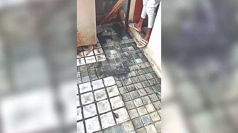 Sewage overflows at an eatery shop on EVK Sampath Road