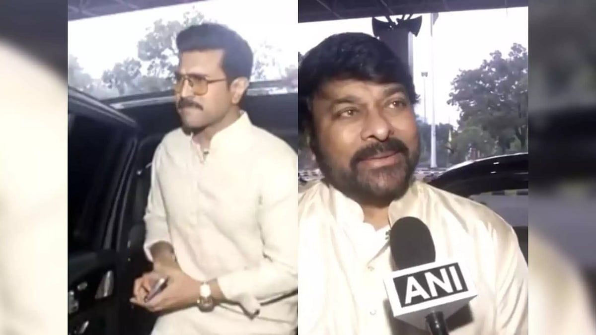 Ram Charan, Chiranjeevi arrive in Ayodhya for Ram Mandir Pran ...