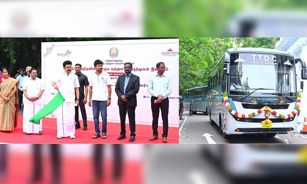 CM Stalin unveils five-high tech buses to Tamil Nadu Tourism ...