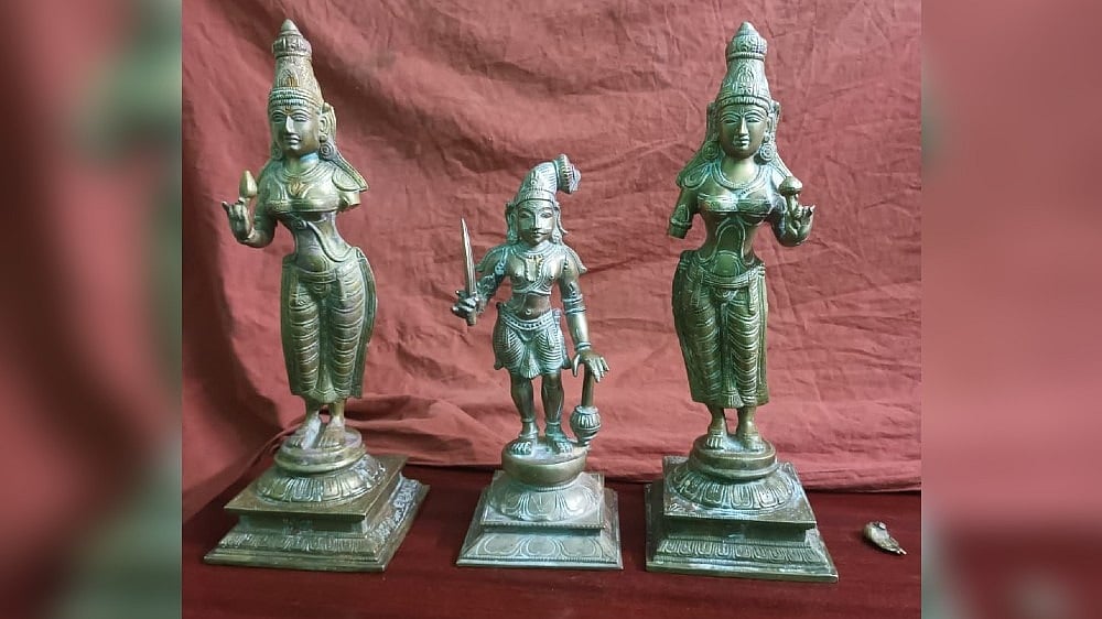 Three idols seized from a house in Sivagangai