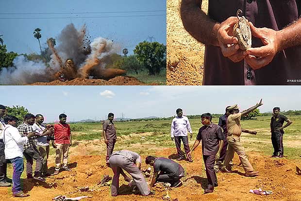 Rocket from launcher detonated on Manampathy lakebed